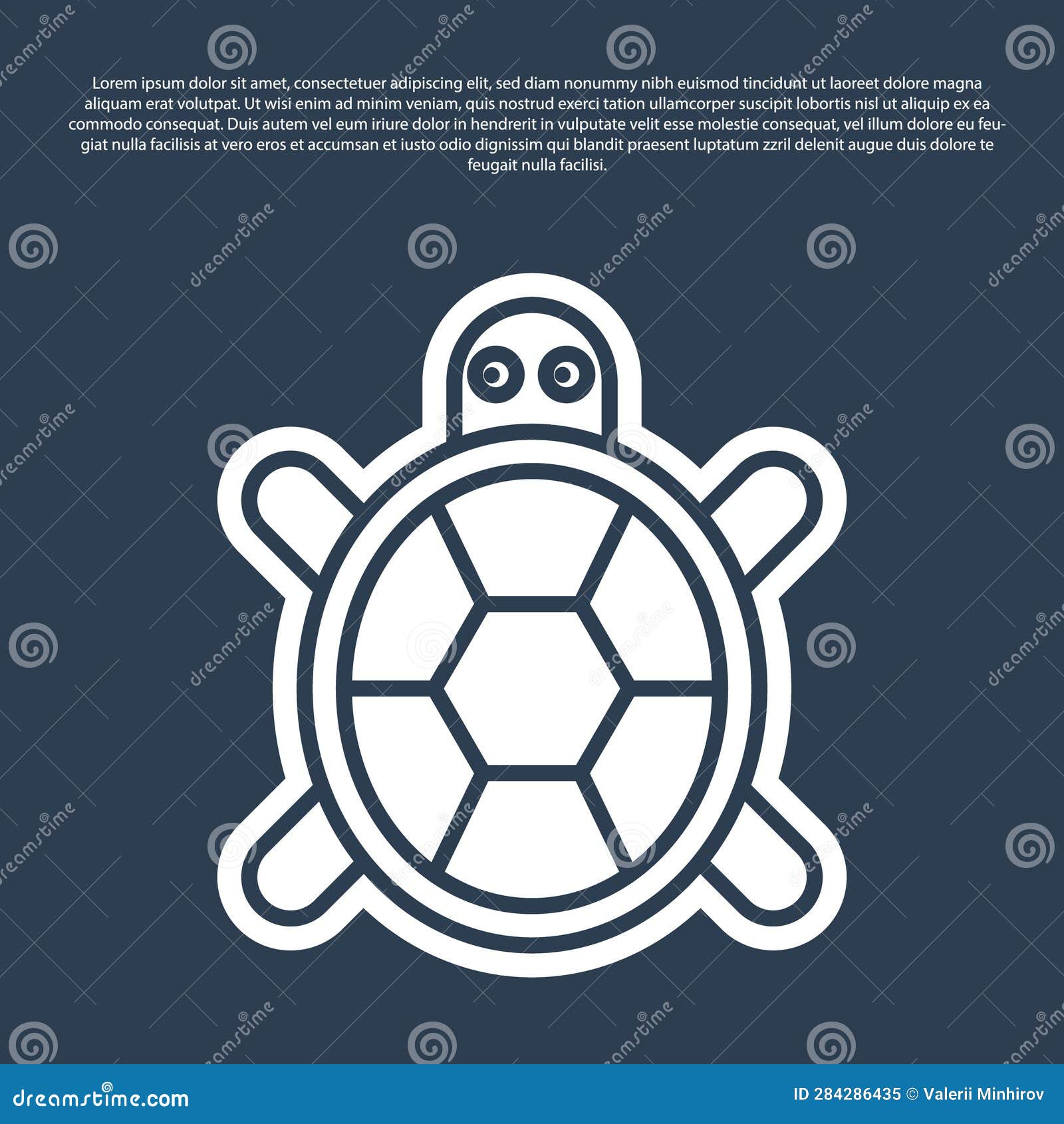 Blue Line Turtle Icon Isolated on Blue Background. Vector Stock ...