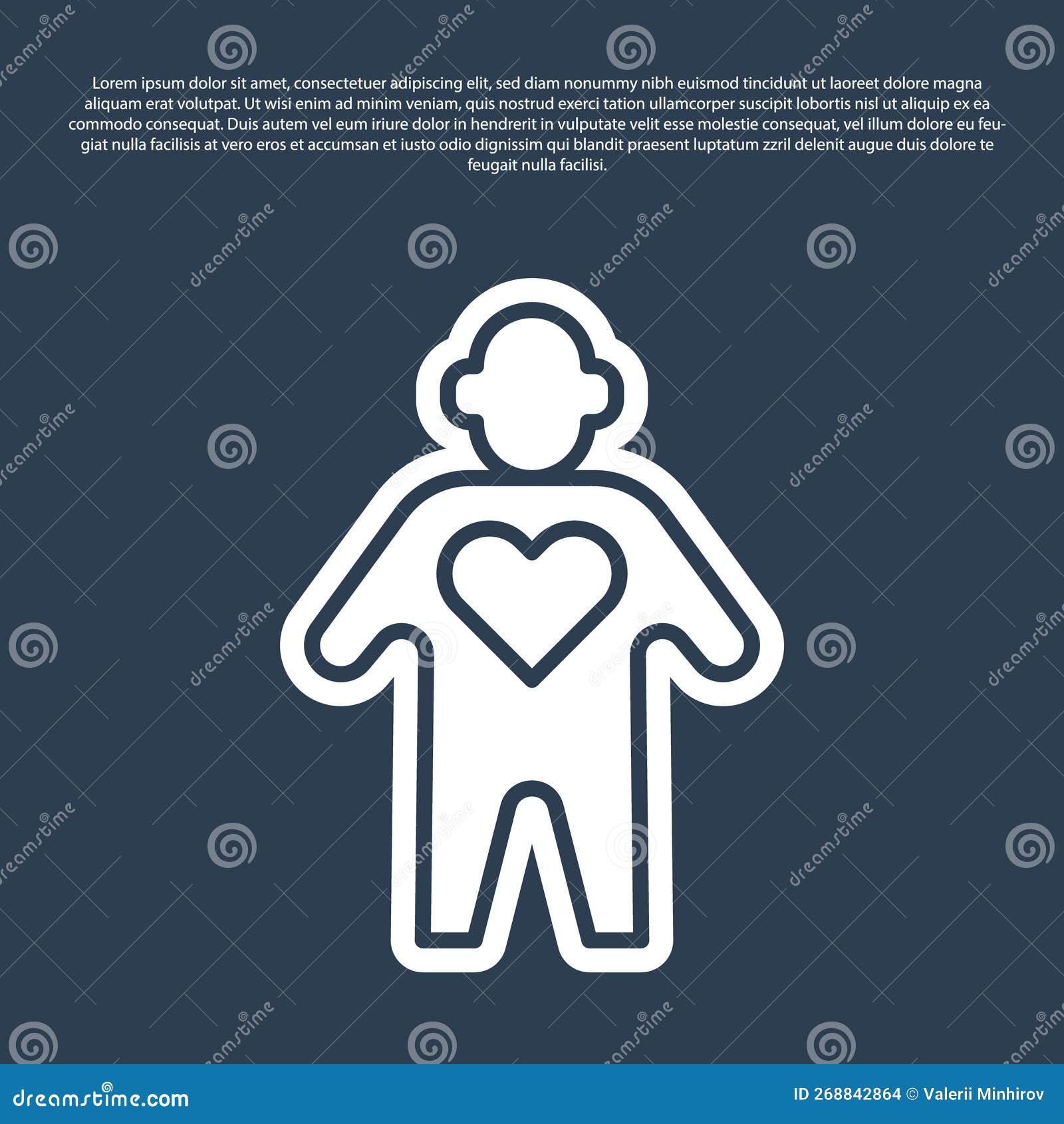 Blue Line Volunteer Icon Isolated on Blue Background. Vector Stock ...