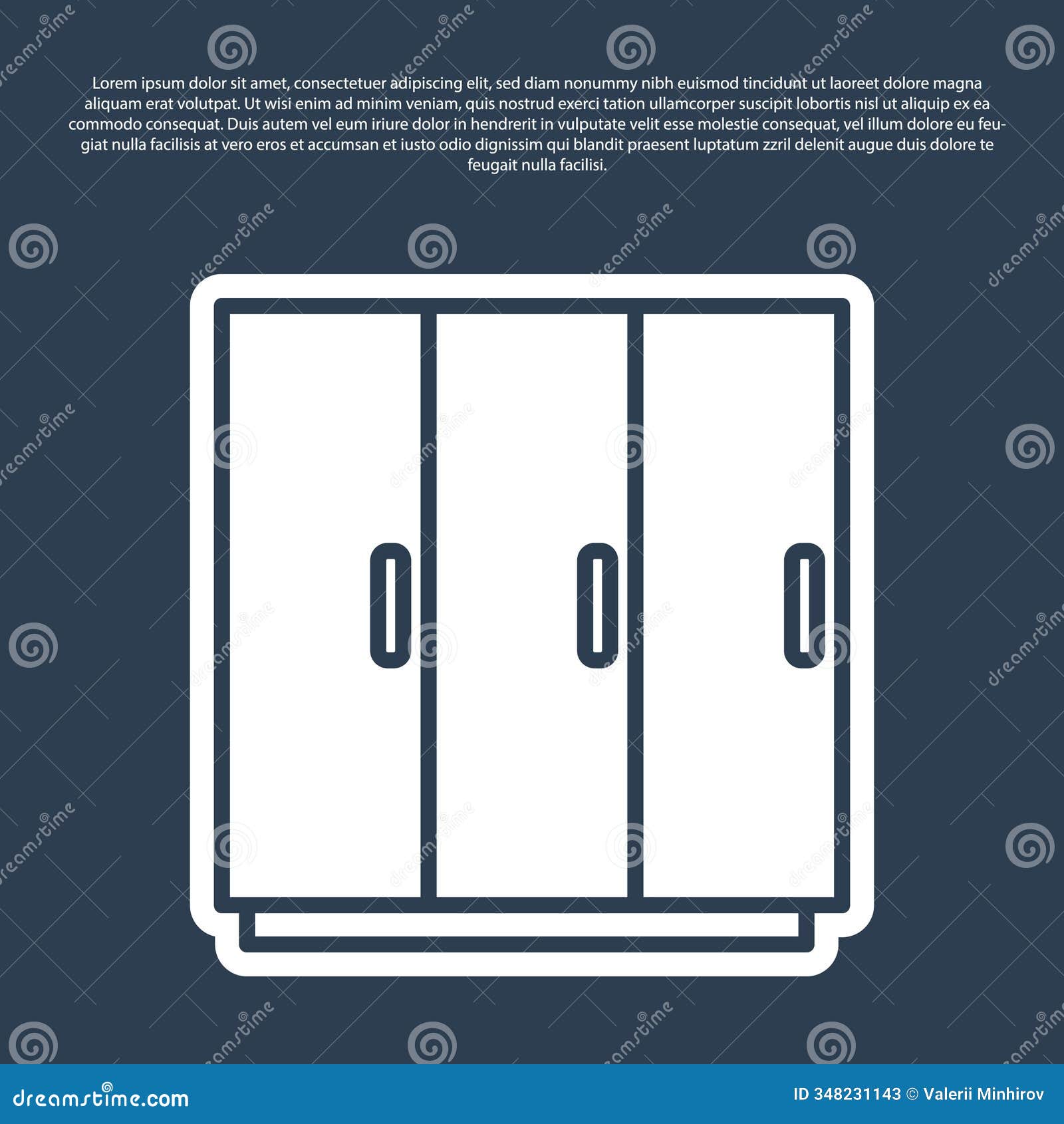 Blue Line Wardrobe Icon Isolated on Blue Background. Vector Stock Illustration - Illustration of ...