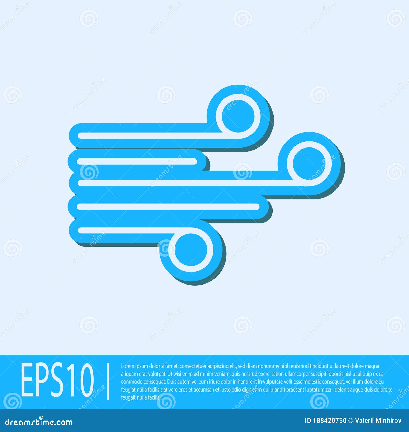 Blue Line Wind Icon Isolated on Grey Background. Windy Weather Stock ...