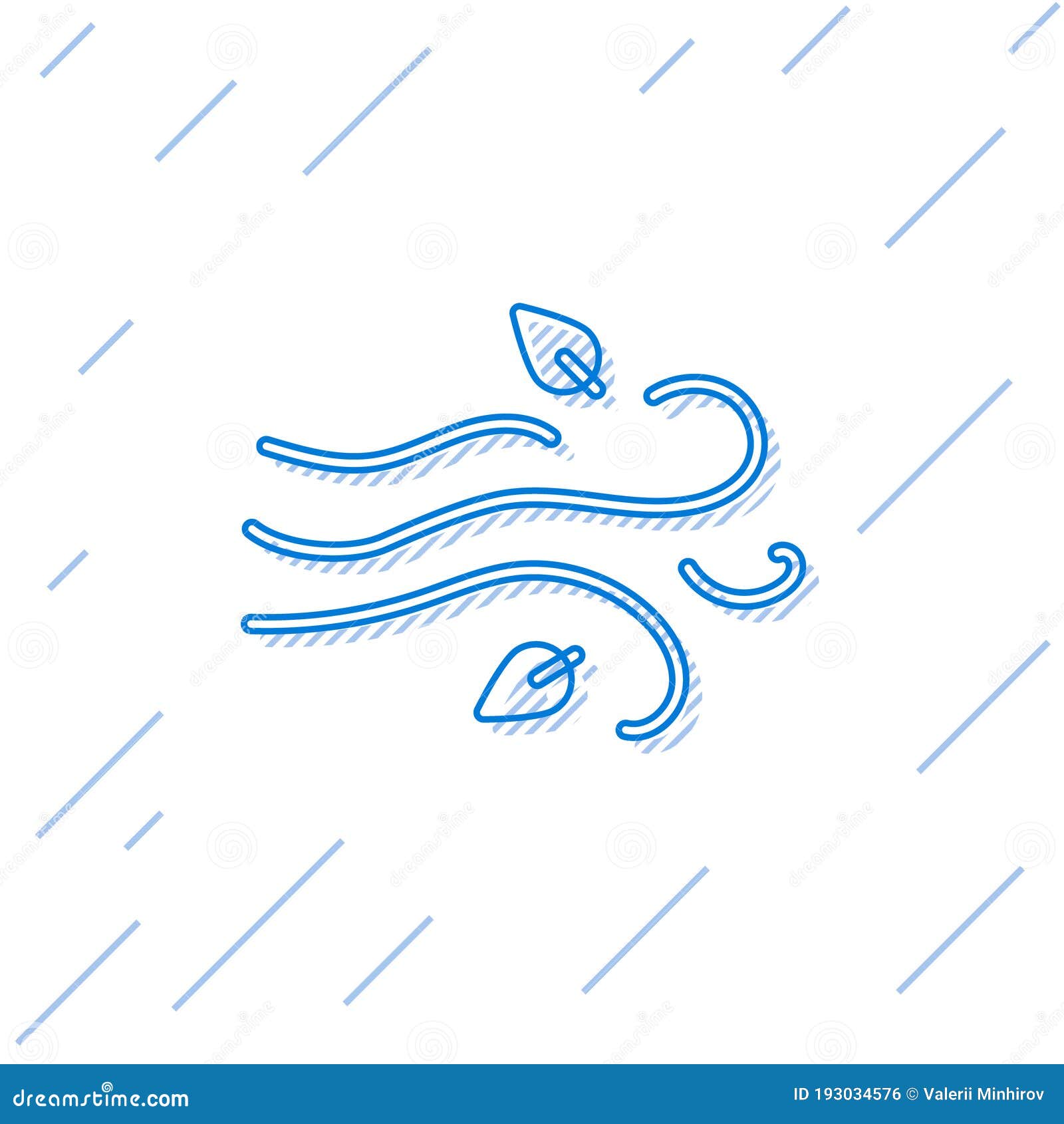 Blue Line Wind Icon Isolated on White Background. Windy Weather Stock ...