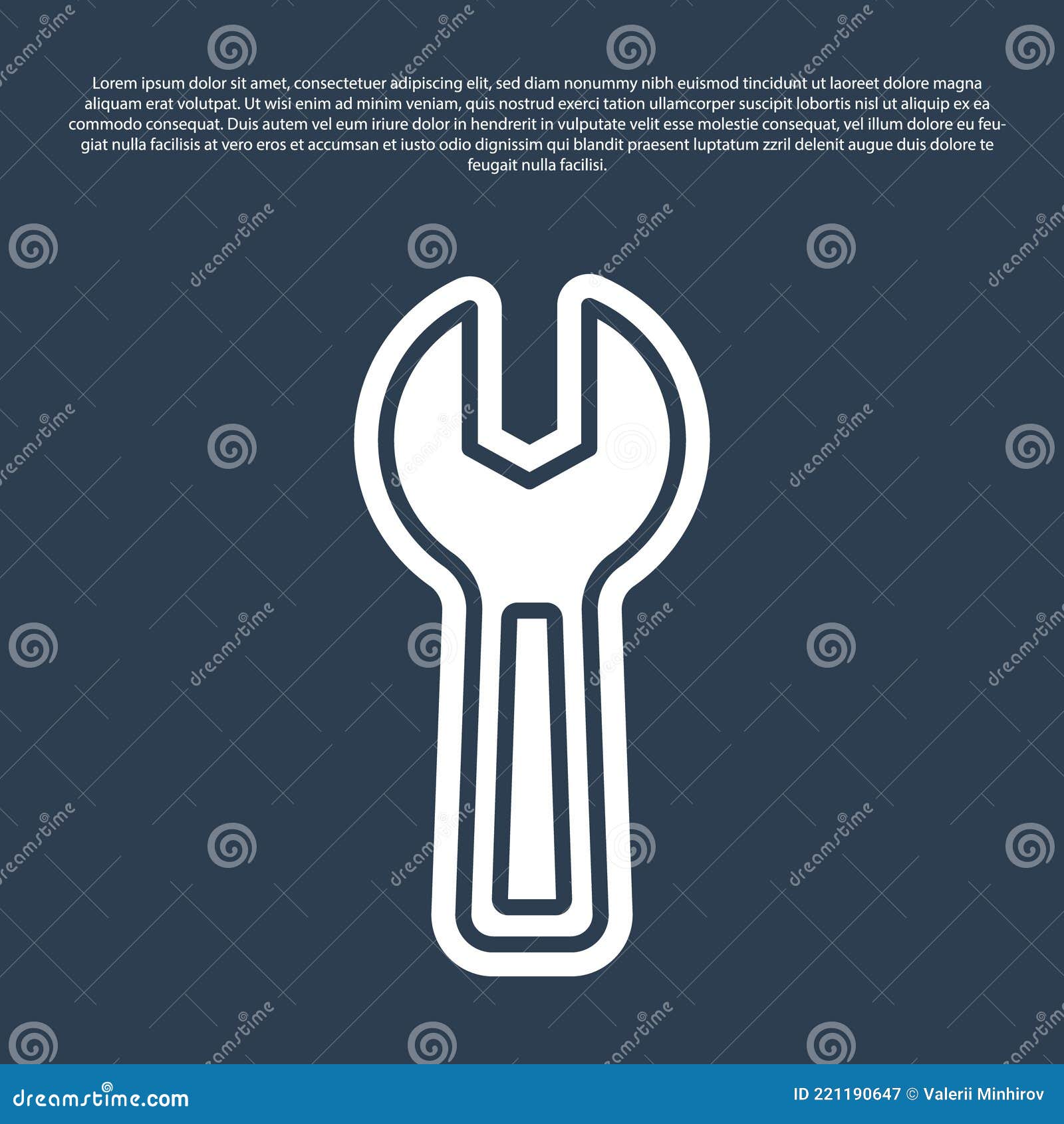 Blue Line Wrench Spanner Icon Isolated on Blue Background. Vector Stock ...