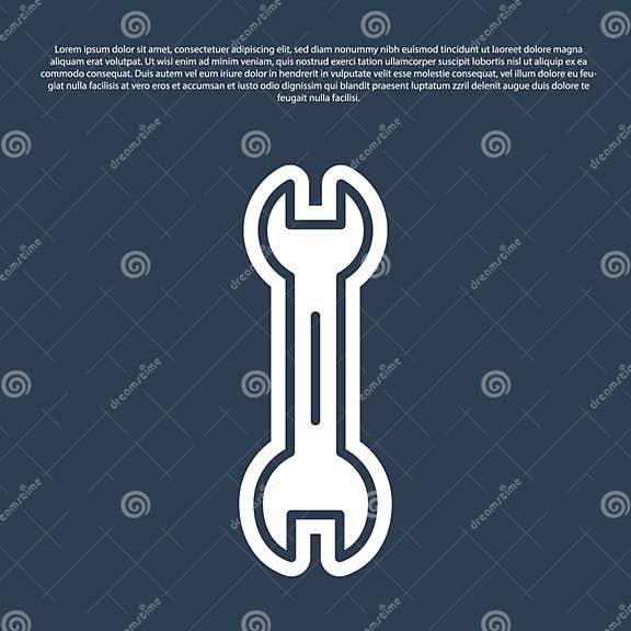 Blue Line Wrench Spanner Icon Isolated on Blue Background. Vector Stock ...