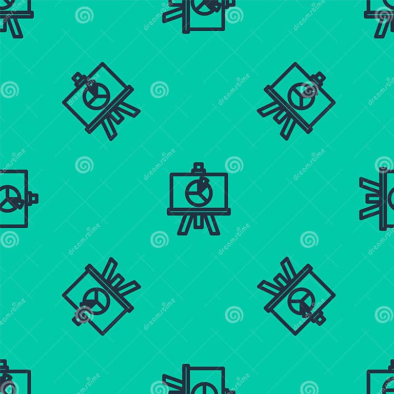 Blue Line XYZ Coordinate System Icon Isolated Seamless Pattern on Green ...