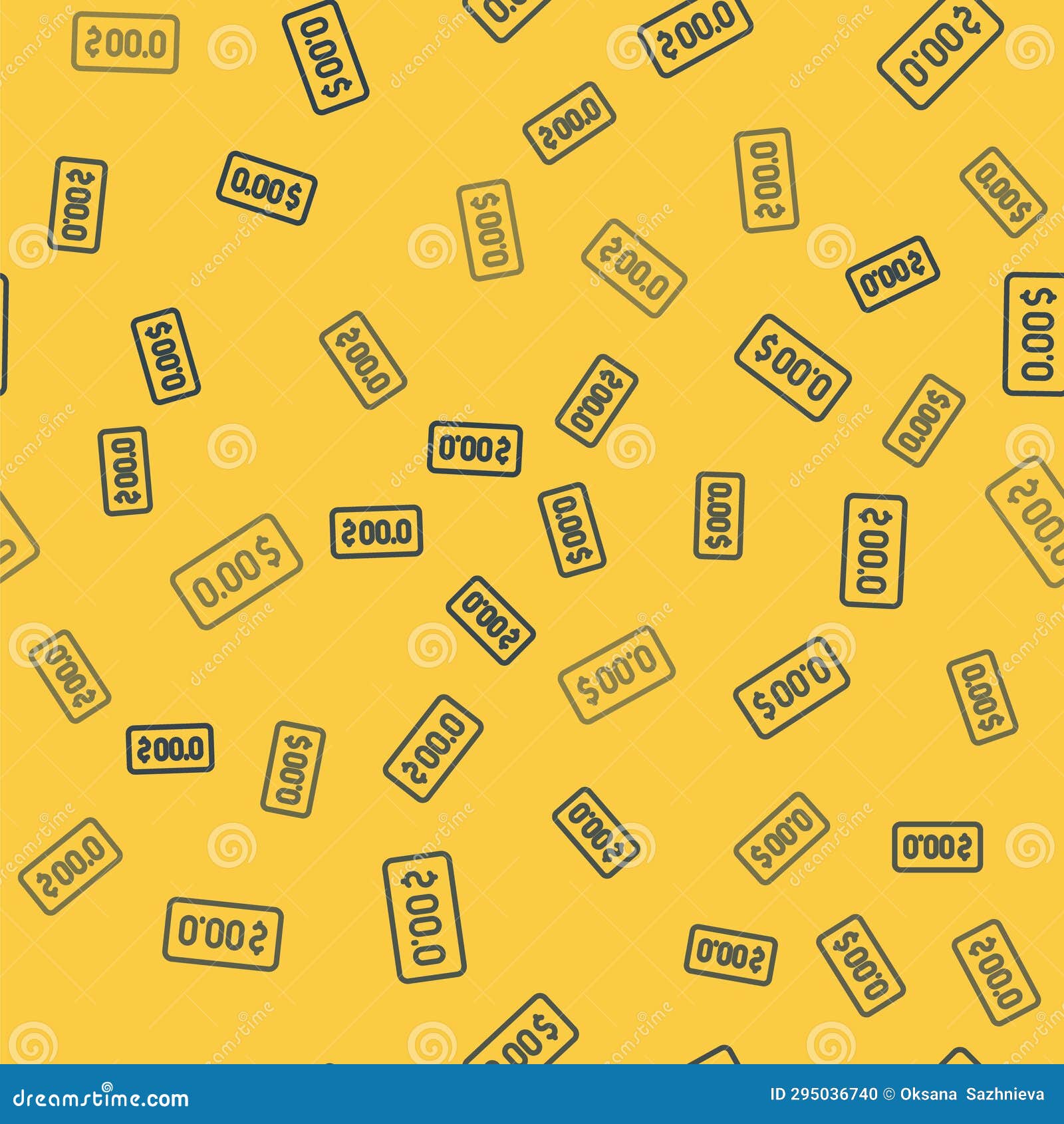 Blue Line Zero Cost Icon Isolated Seamless Pattern on Yellow Background ...