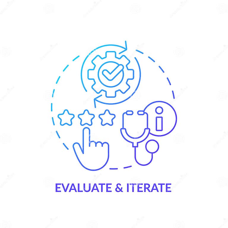 Blue Linear Gradient Icon Evaluate and Iterate Concept Stock Vector - Illustration of clinic ...
