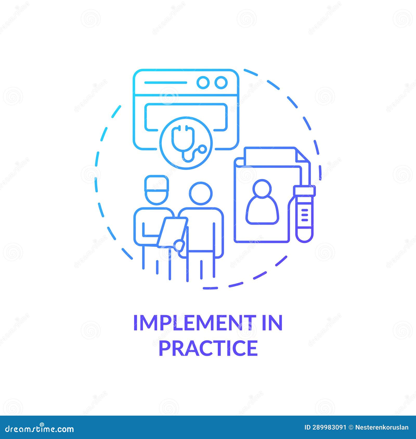 Blue Linear Gradient Icon Implement in Practice Concept Stock ...