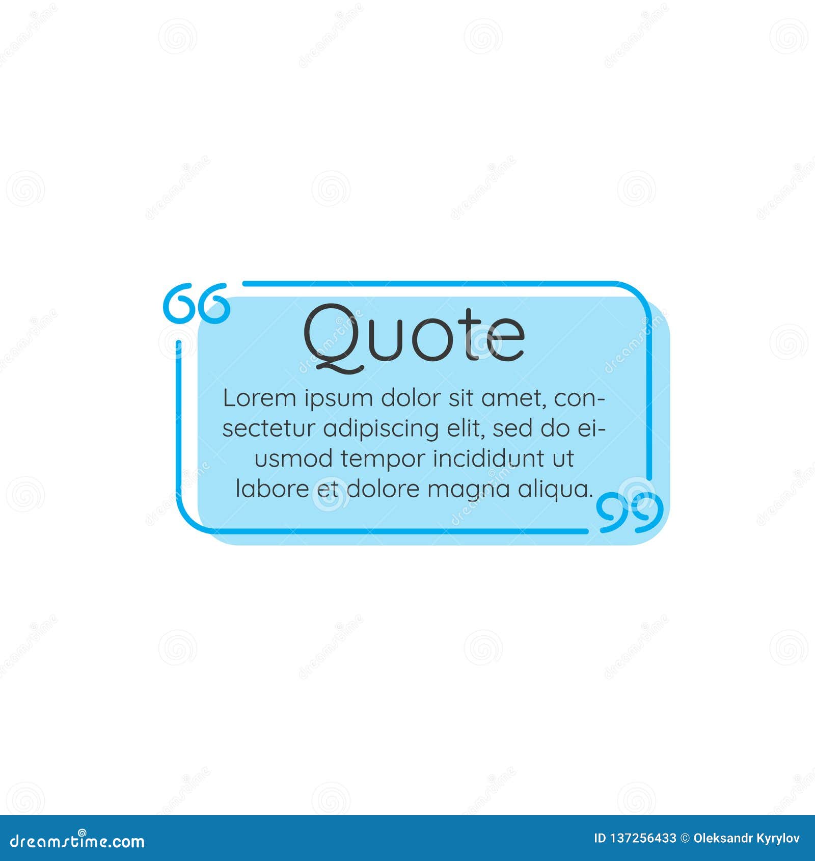 Blue Linear Outline Text Quote Frame, Vector Illustration on White ...