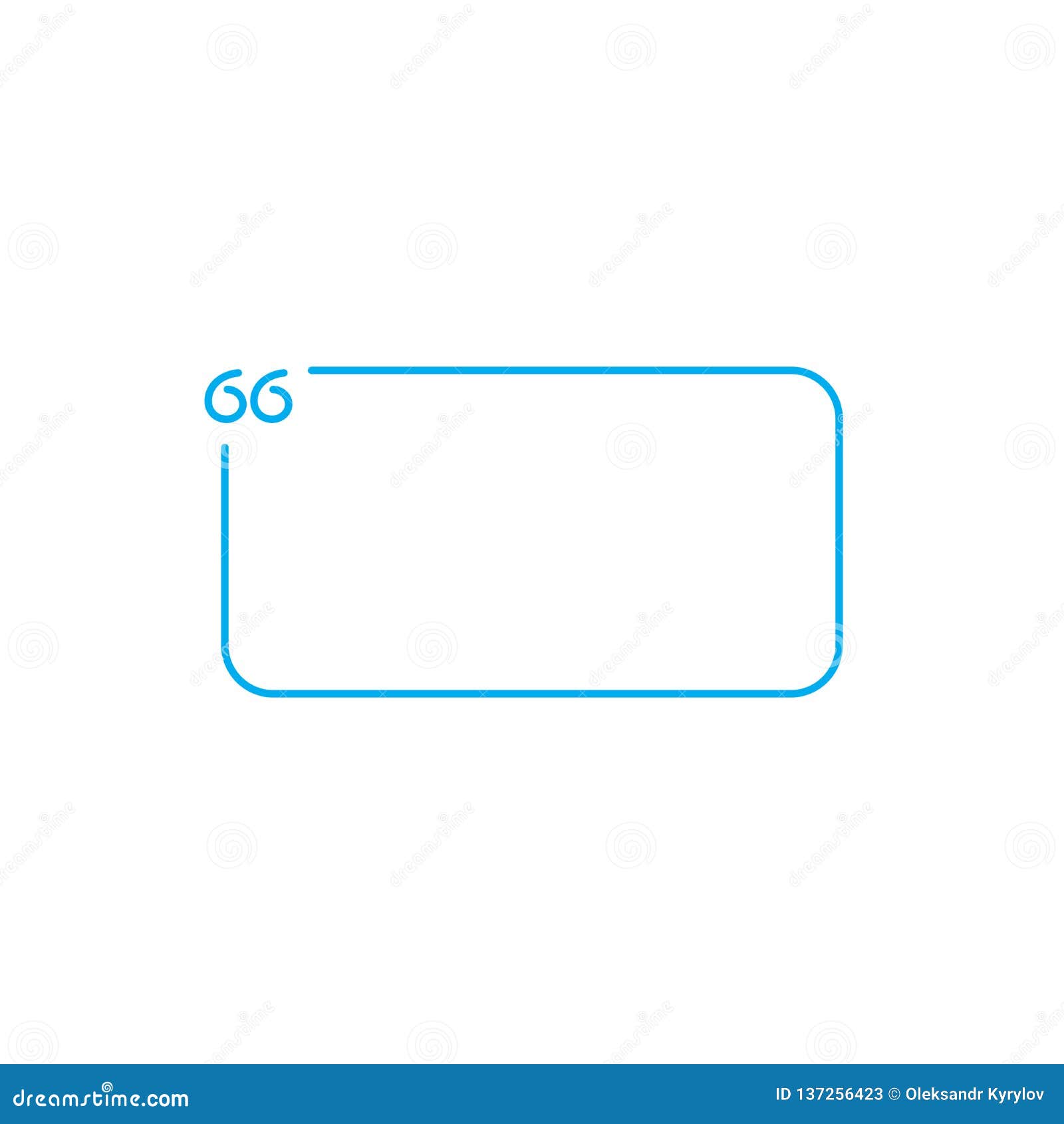 Blue Linear Outline Text Quote Frame, Vector Illustration on White ...