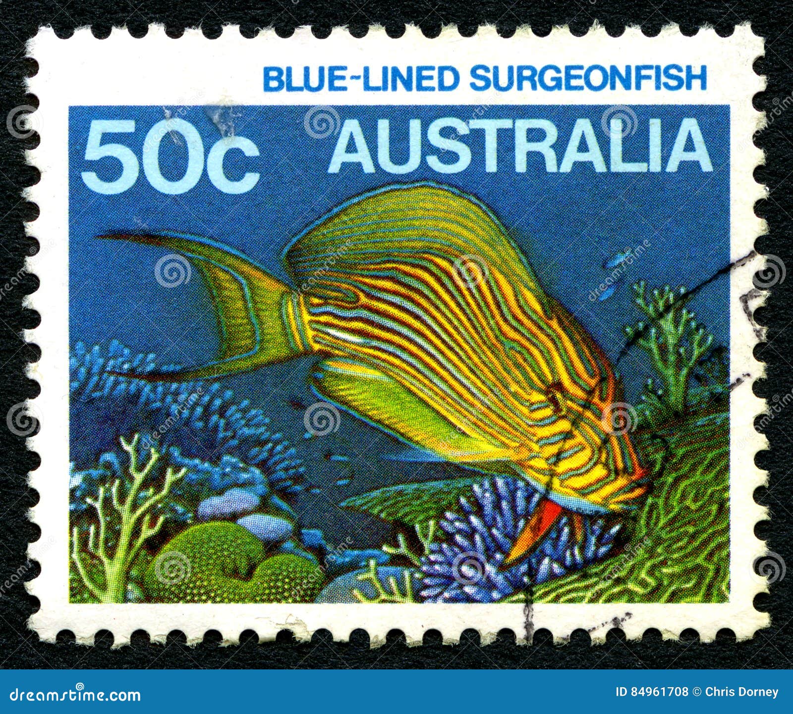 Blue Lined Surgeonfish Australia Postage Stamp Editorial Stock Photo ...