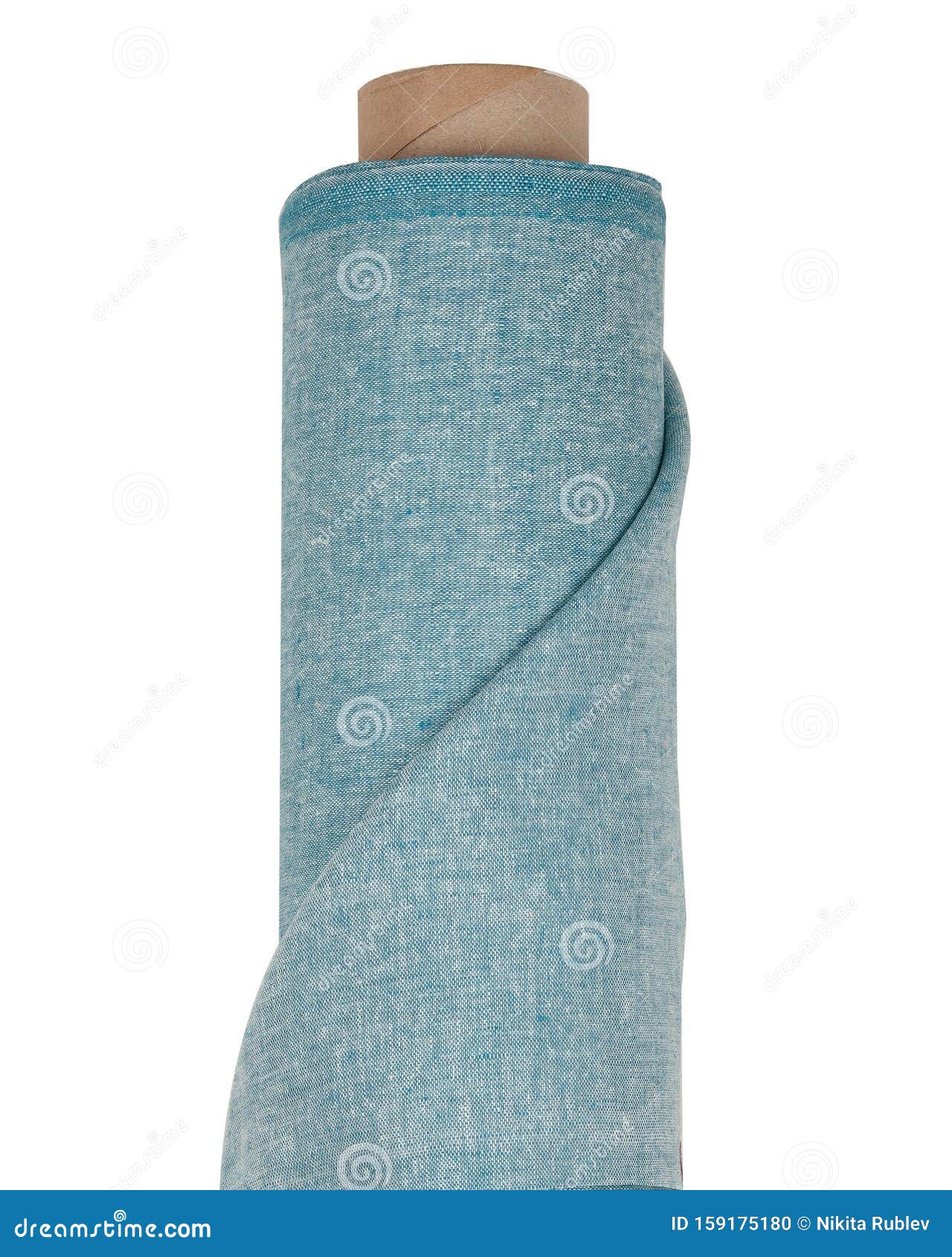 Blue Linen Fabric in Roll Isolated Stock Photo - Image of fiber ...