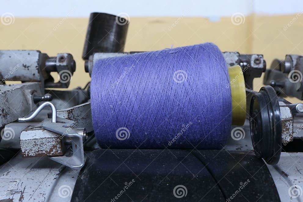 Blue linen threads stock image. Image of factory, material - 255254135