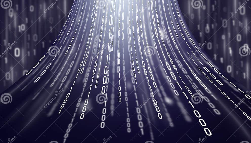 Blue Lines of Binary Code. Computer Matrix Background with Numbers ...