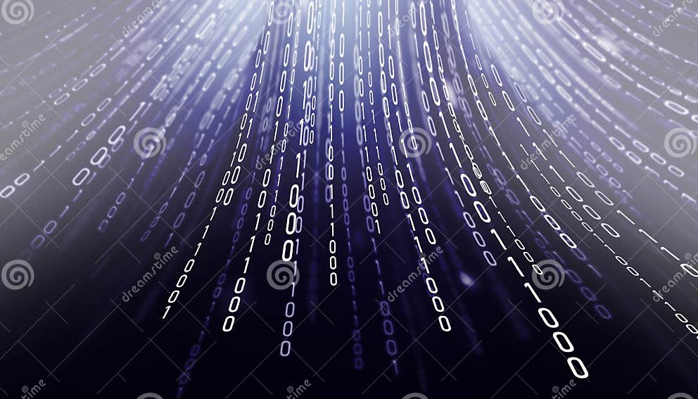 Blue Lines of Binary Code. Computer Matrix Background with Numbers ...