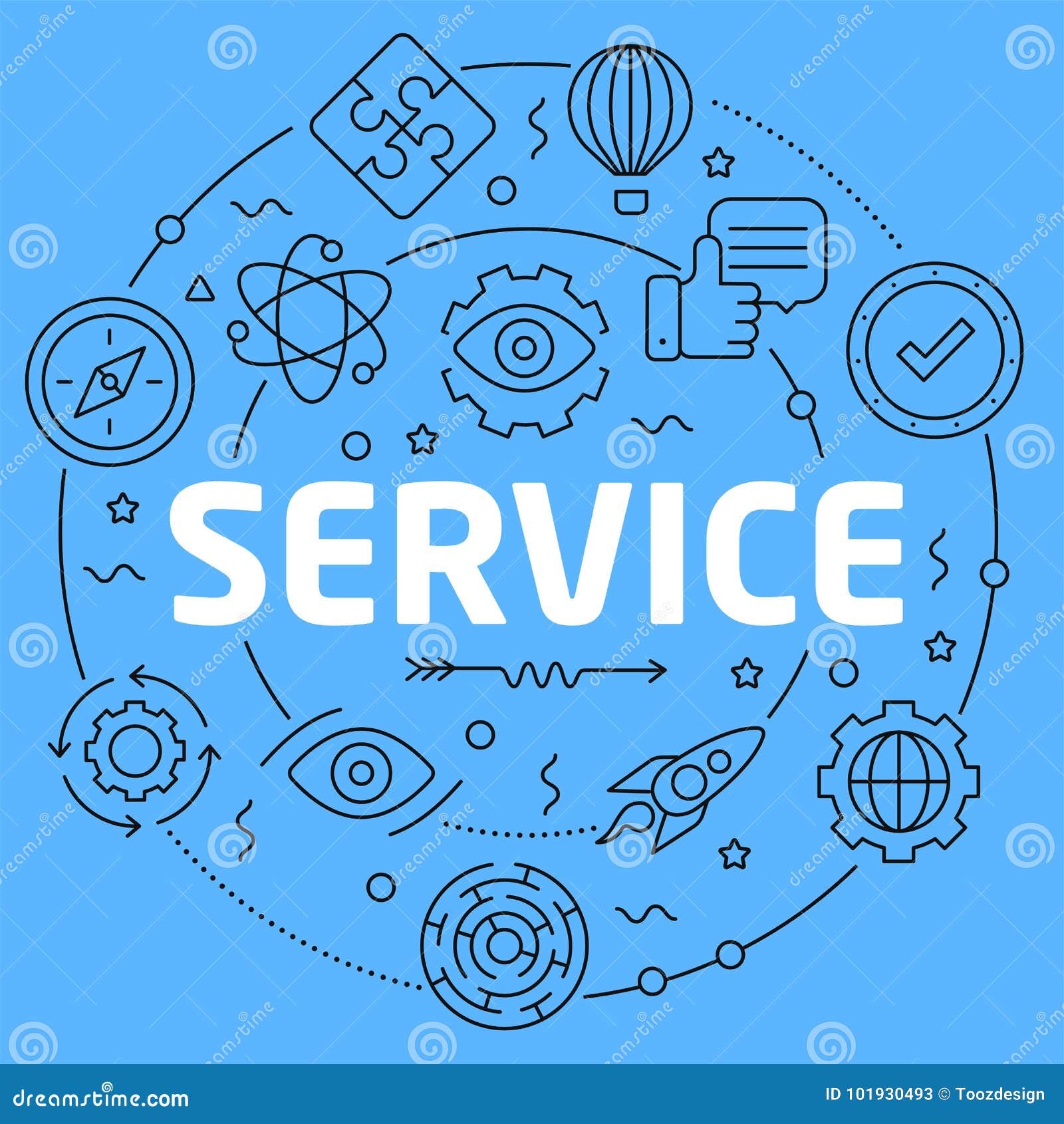Service Blue Lines Illustration for Presentation Stock Vector ...