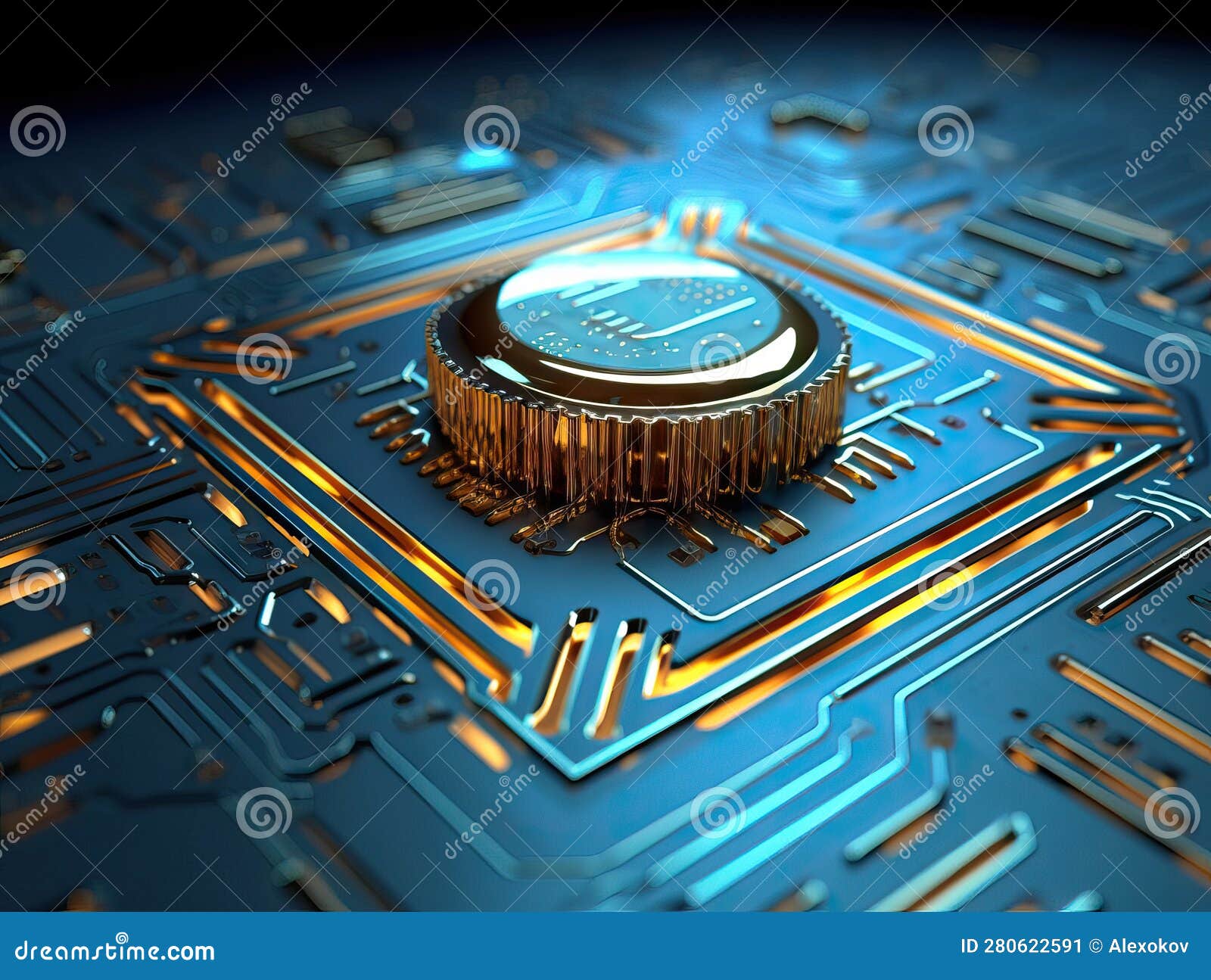 Blue Lines Electrical Chip in the Style of Technological Marvels ...