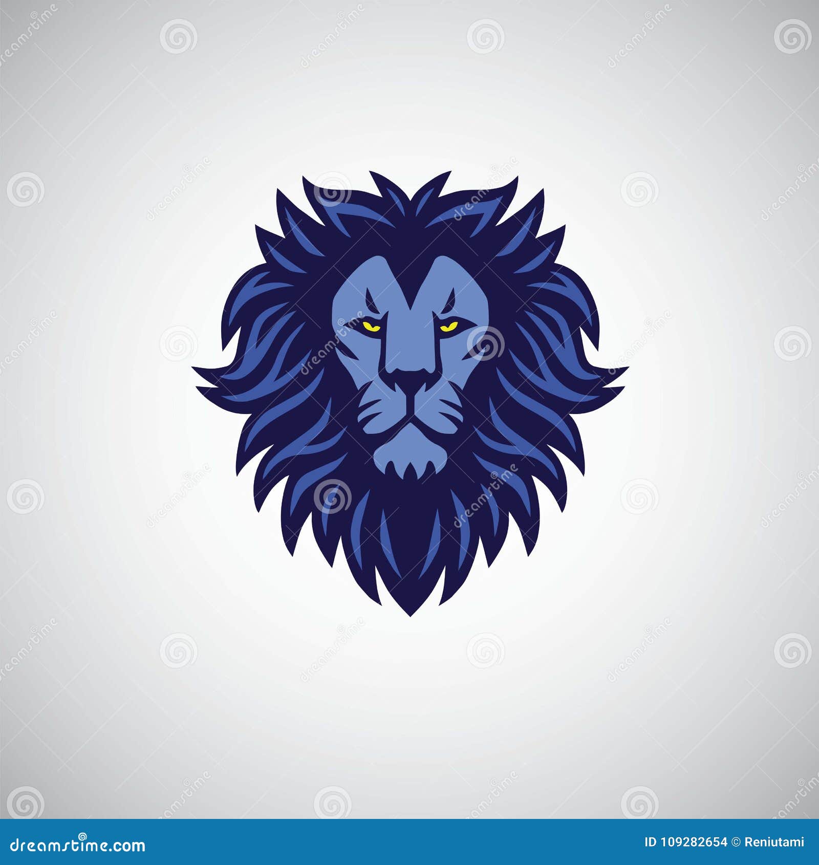 Blue Lion Head And Face Open Mouth Roaring For Logo Design Illustration ...