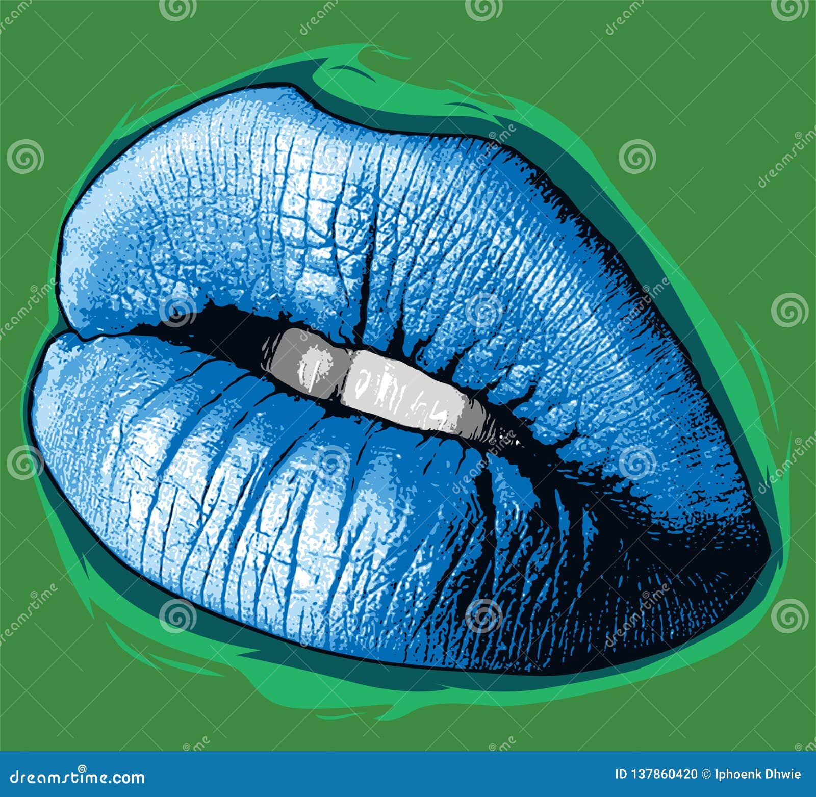 Blue Lips On White Background Vector | CartoonDealer.com #90282763