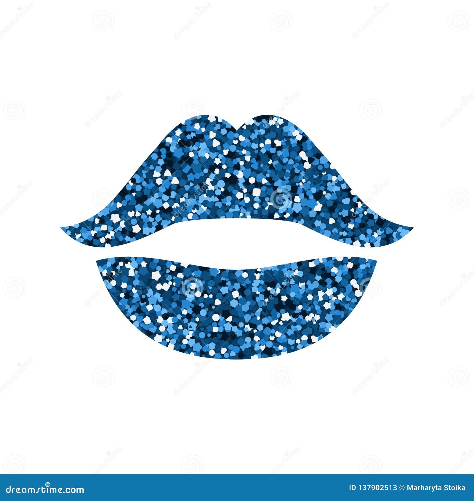 Blue lips with sparkle. stock vector. Illustration of cosmetic - 137902513