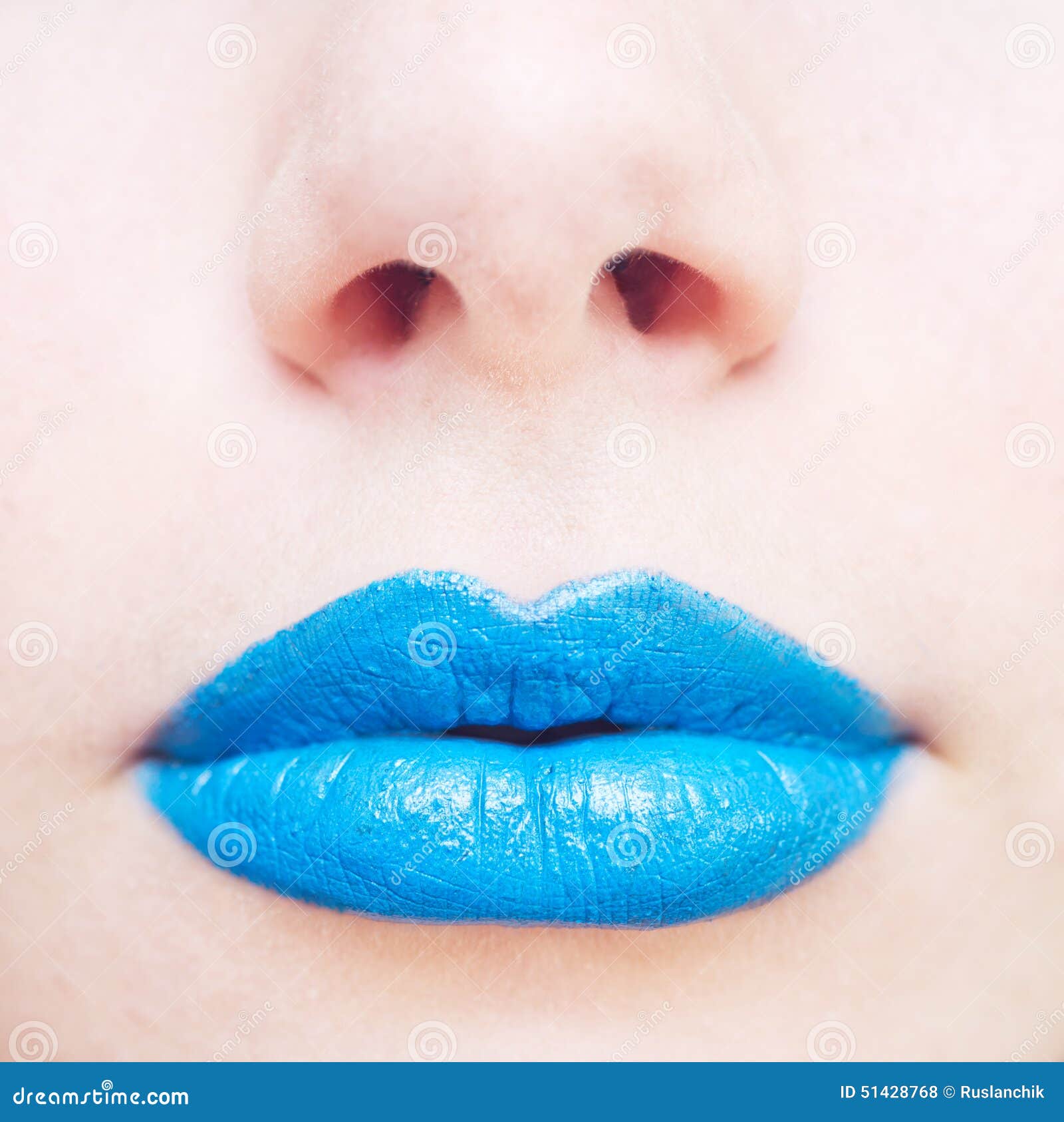Blue lipstick stock photo. Image of femininity, lips - 51428768