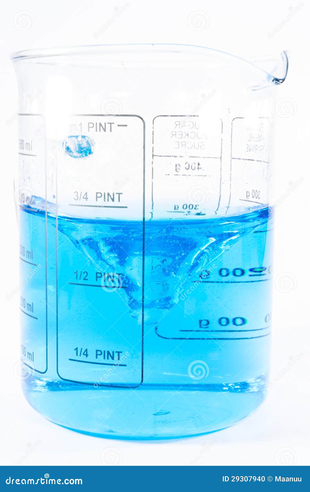 Blue Liquid in Beaker Metric Stock Photo - Image of experiment ...