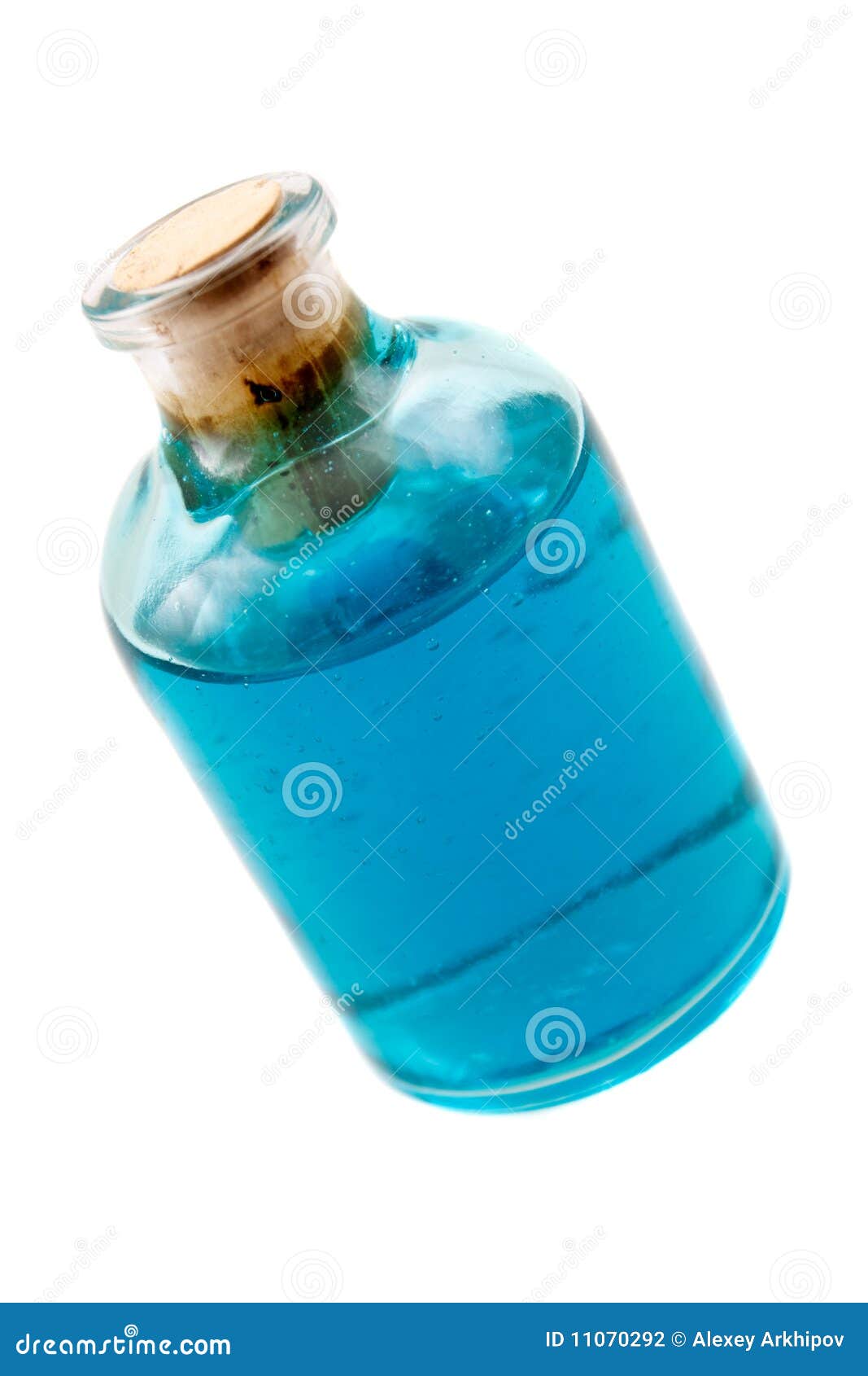 Blue liquid in the bottle stock photo. Image of single - 11070292