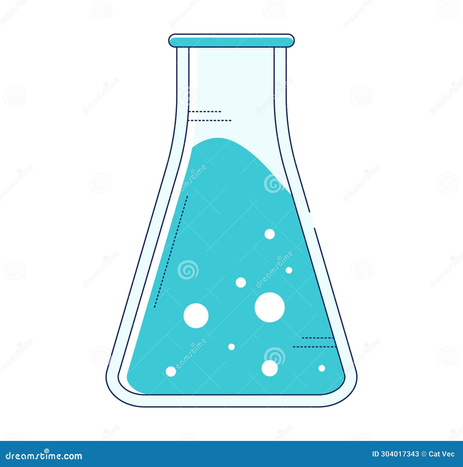 Blue Liquid in Clear Erlenmeyer Flask with Bubbles. Laboratory ...