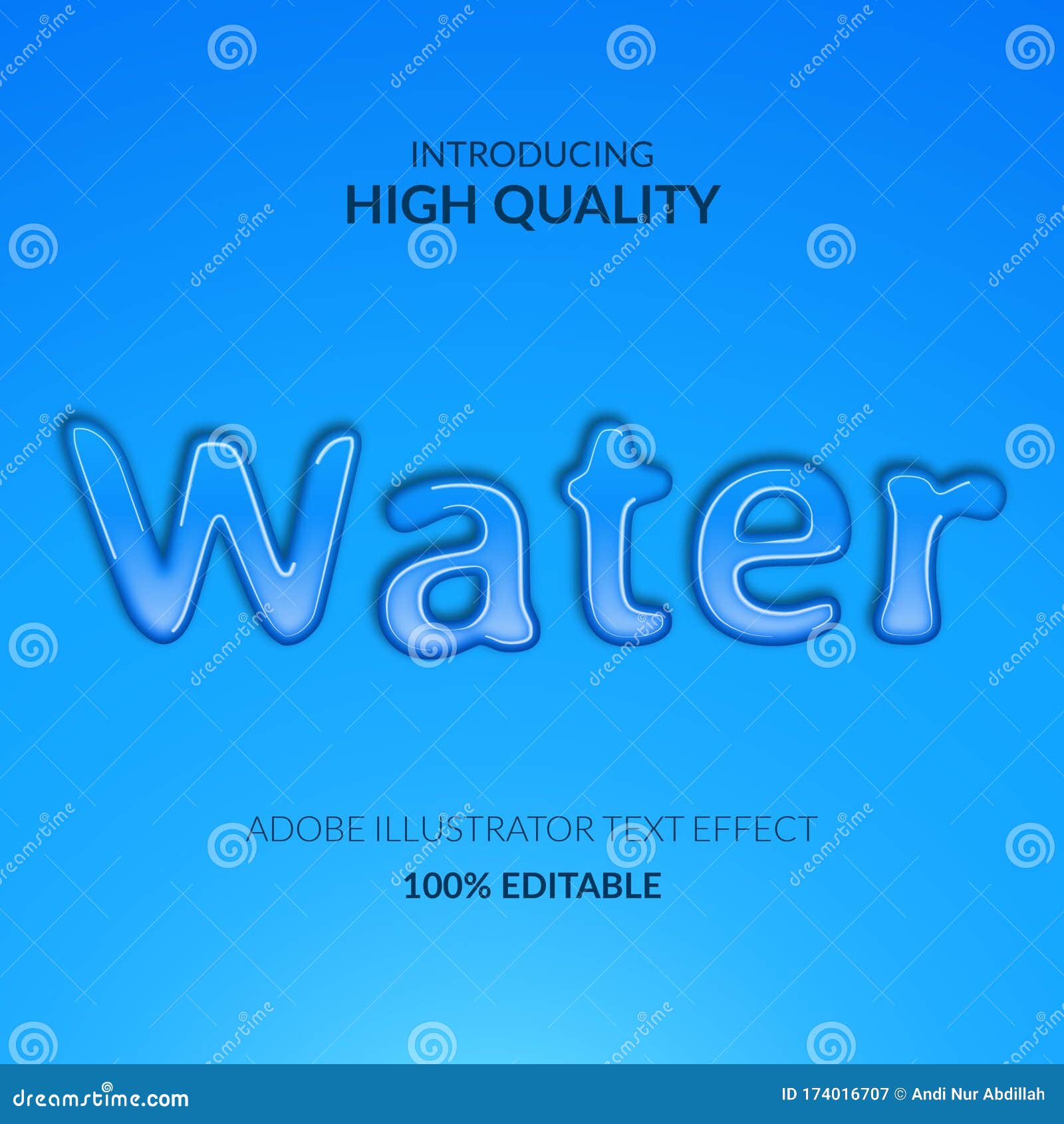 Blue Liquid Drop Water Aqua Text Effect Adobe Illustrator Text Effect ...