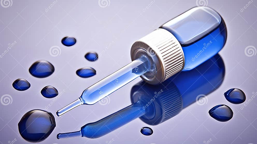 Blue Liquid Dropper Bottle on a Surface Stock Illustration ...