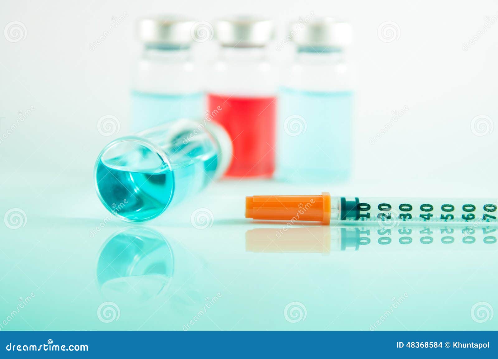 Blue Liquid in Injection Vial and Syringe Stock Photo - Image of ...