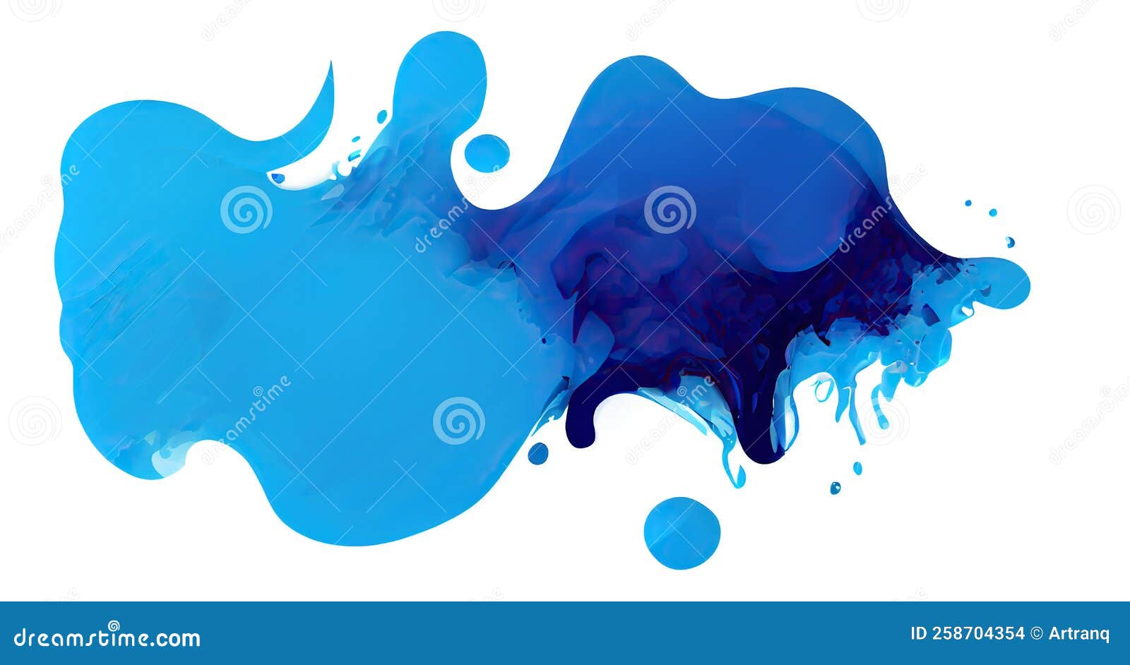 A Blue Liquid Paint Stain in a Gradient on a White Backdrop Stock ...