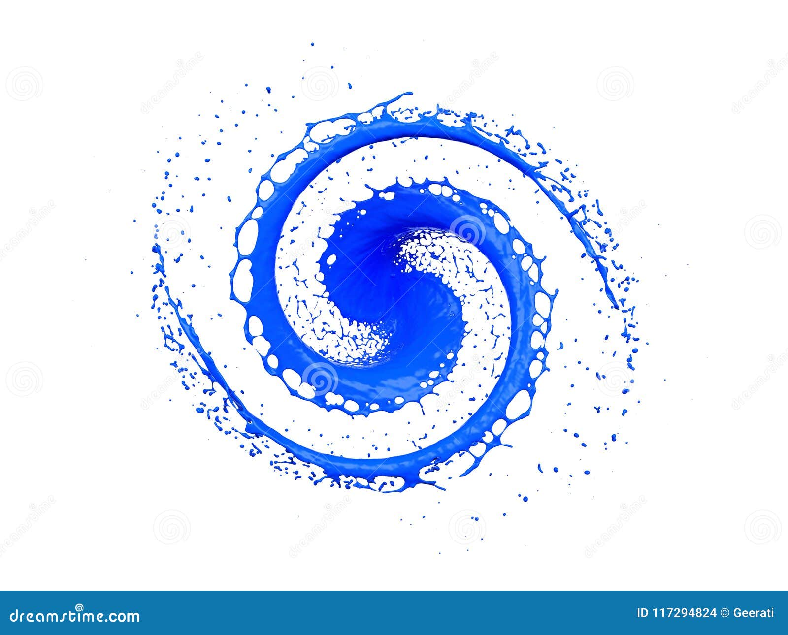 Blue Liquid Splashing in Circle and Drops Isolated on White Background ...