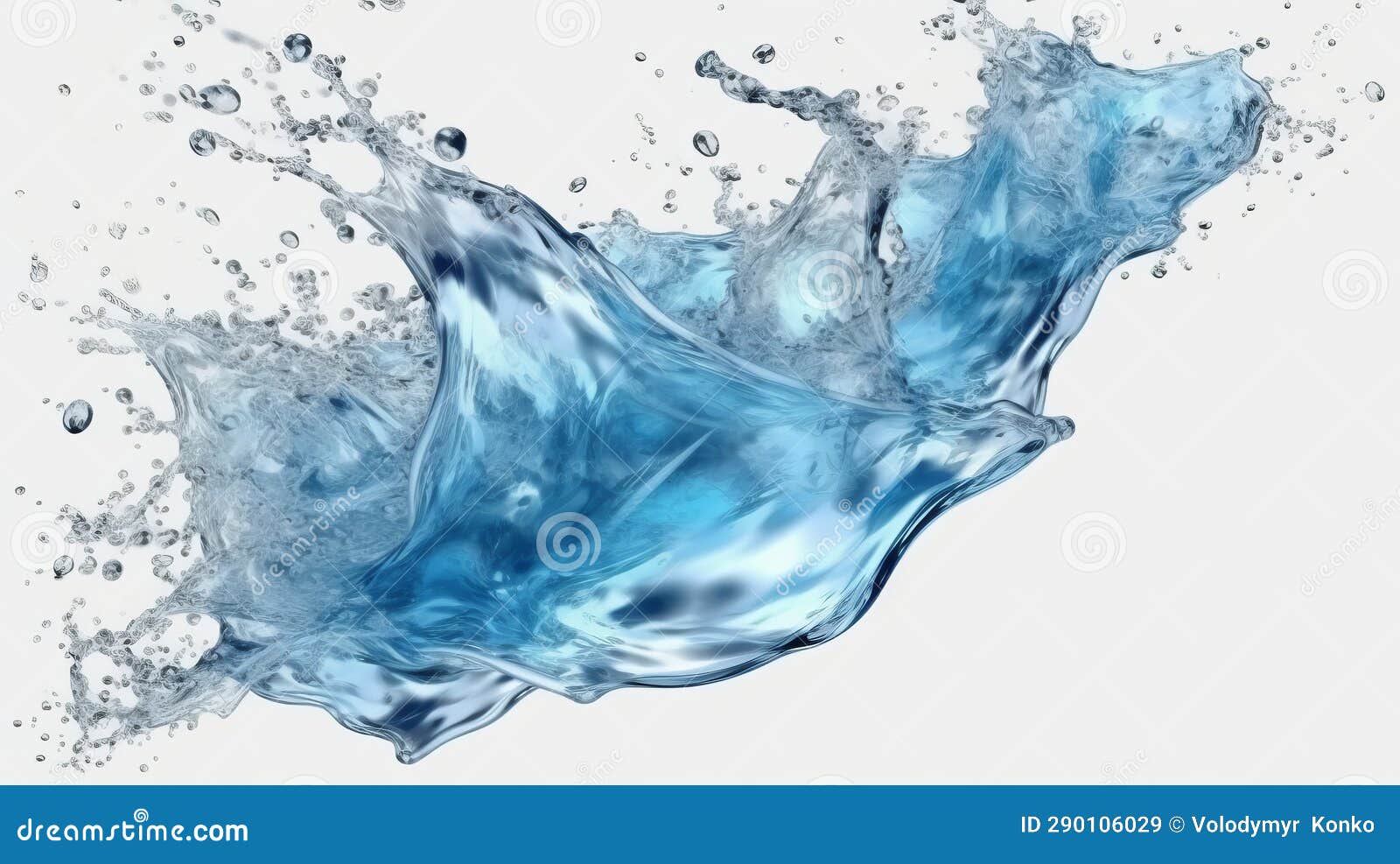 Blue Liquid Splashing and Dispersing in Water with Bubbles. Generative ...