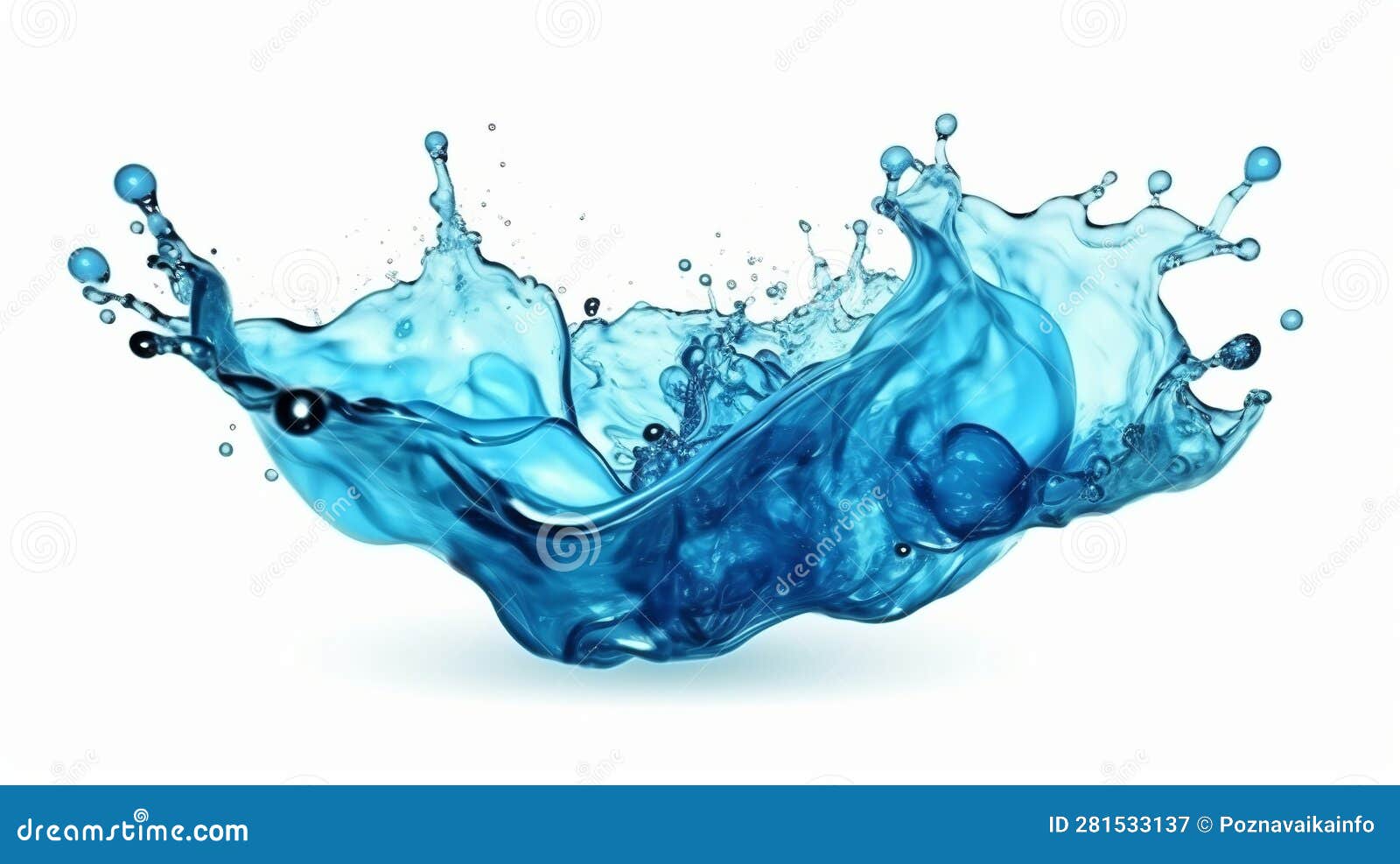 Blue Liquid Water Splash Isolated White Background. Generative Ai Stock ...