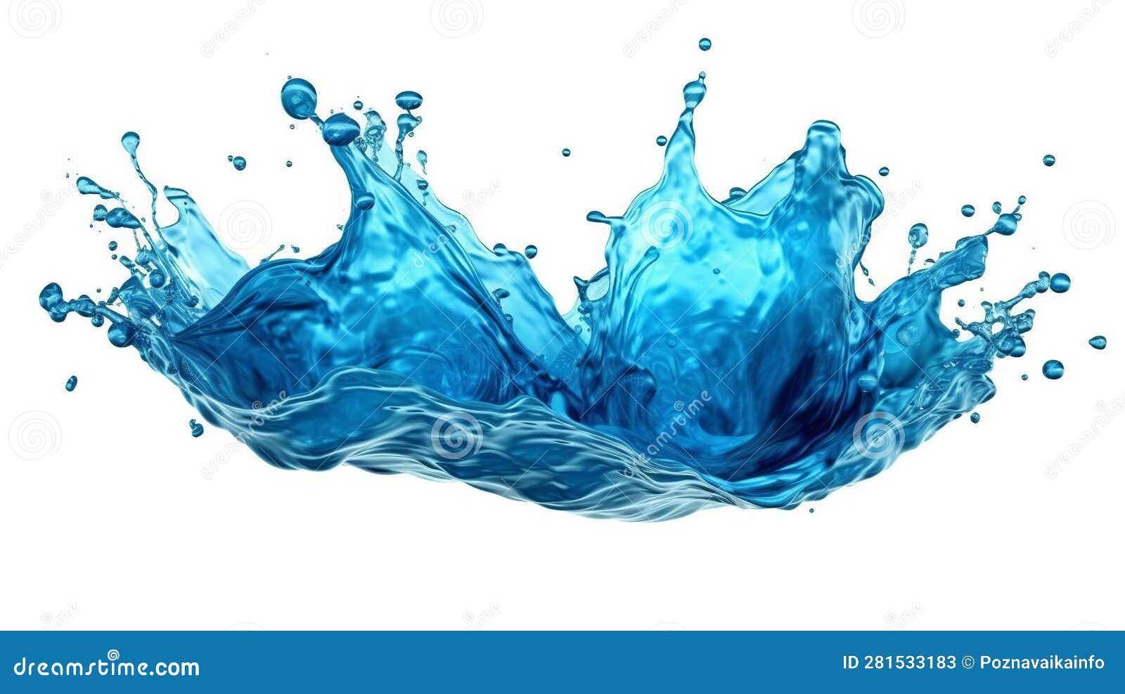 Blue Liquid Water Splash Isolated White Background. Generative Ai Stock ...