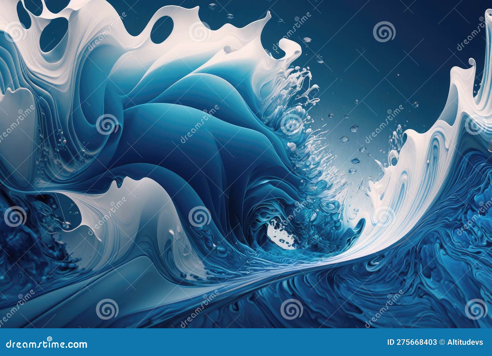Blue Liquid Wave with White Abstract Shapes and Patterns in Motion ...