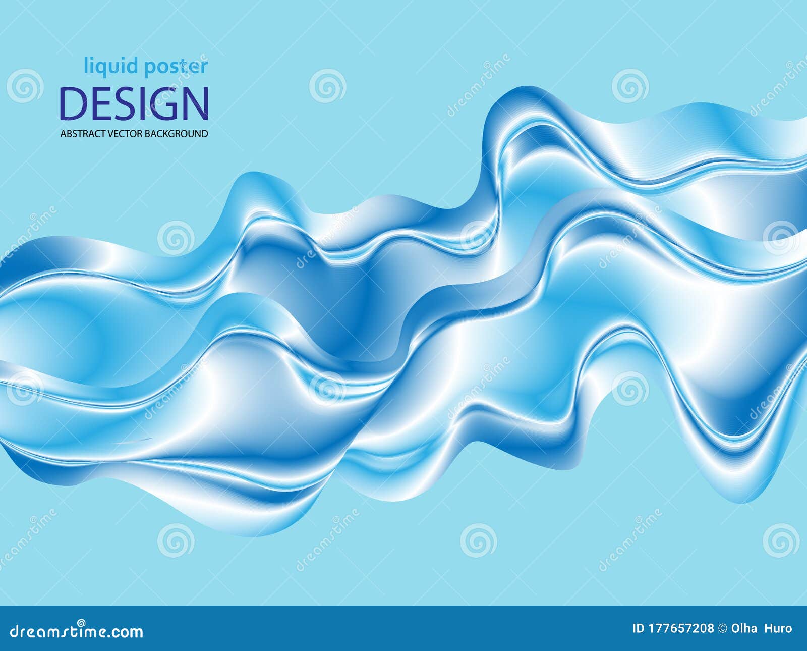 Blue Liquid in a Wavy Stream. Abstract Wave Background Stock Vector ...