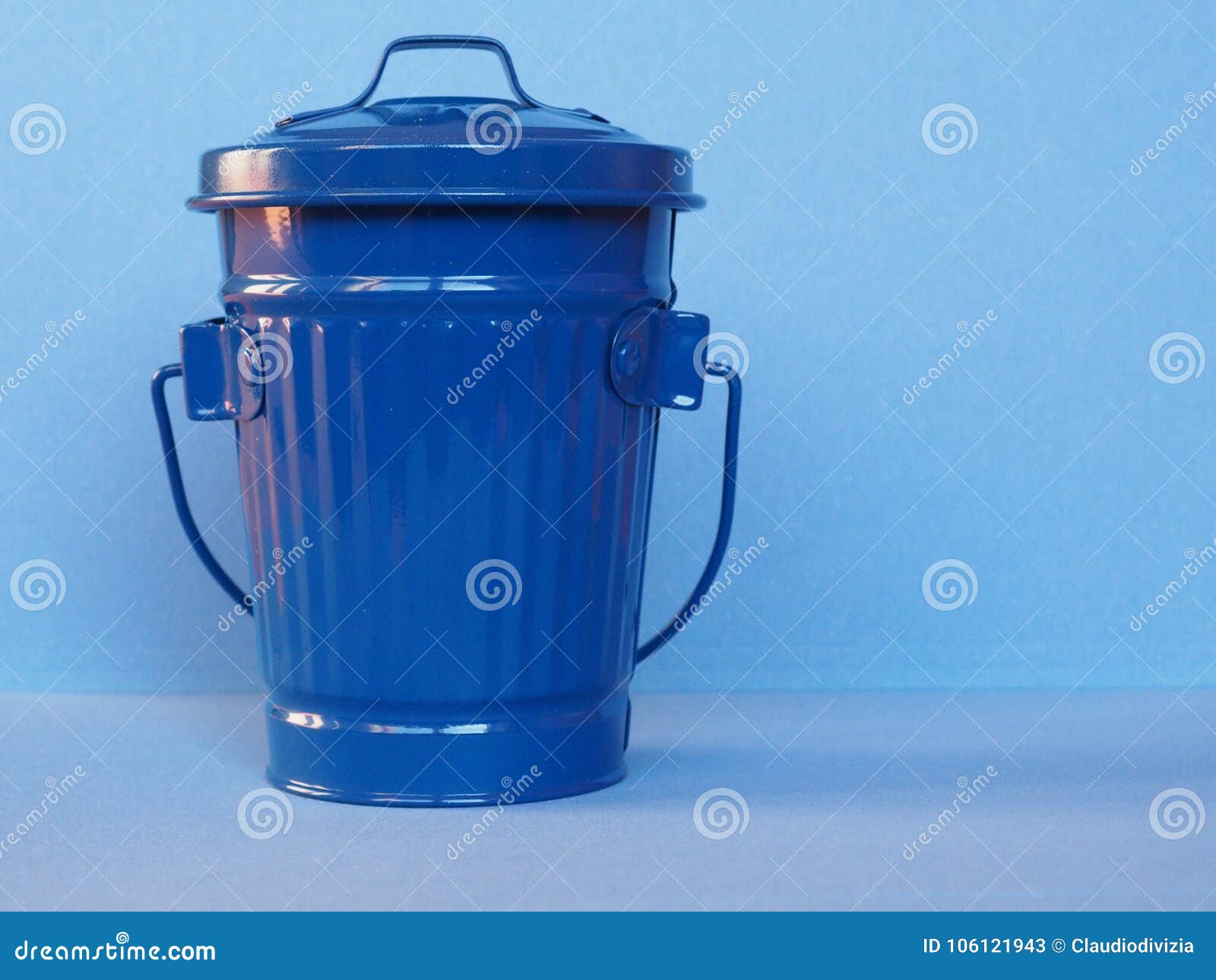 Blue Litter Bin with Copy Space Stock Image - Image of waste, object ...