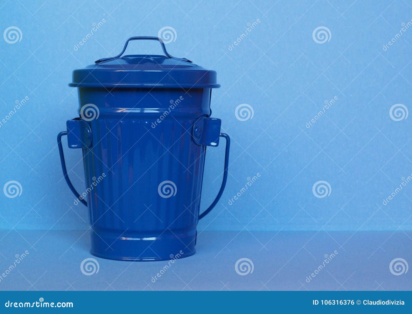 Blue Litter Bin with Copy Space Stock Photo - Image of copy, outdoor ...