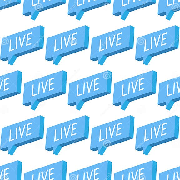 Blue Live. Isometric 3d Vector Button. Internet Symbol Online ...