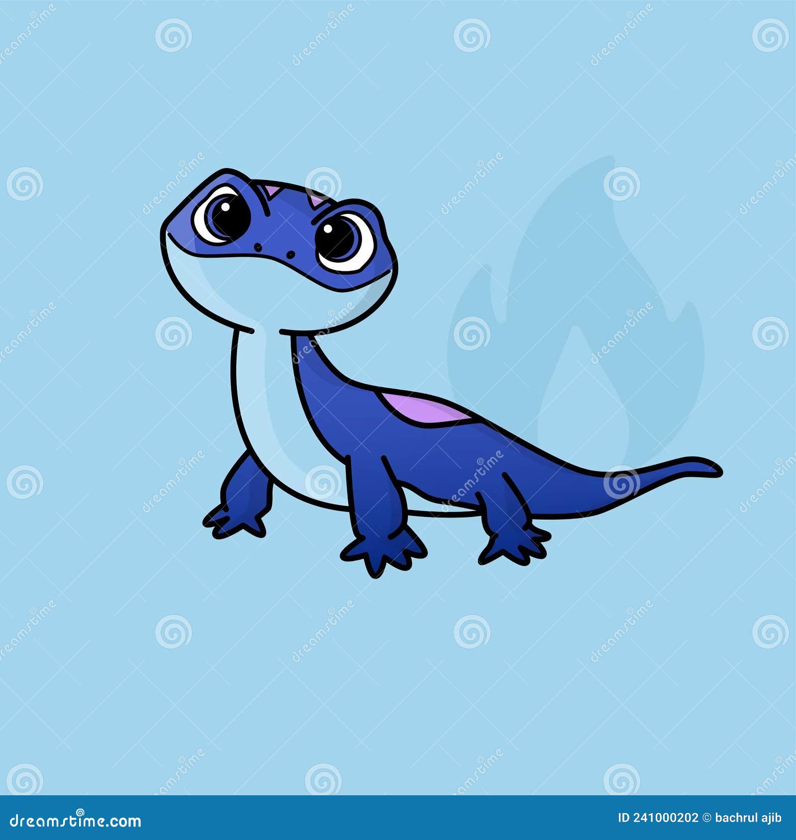 Blue Lizard with Cute Big Eyes Stock Illustration - Illustration of ...