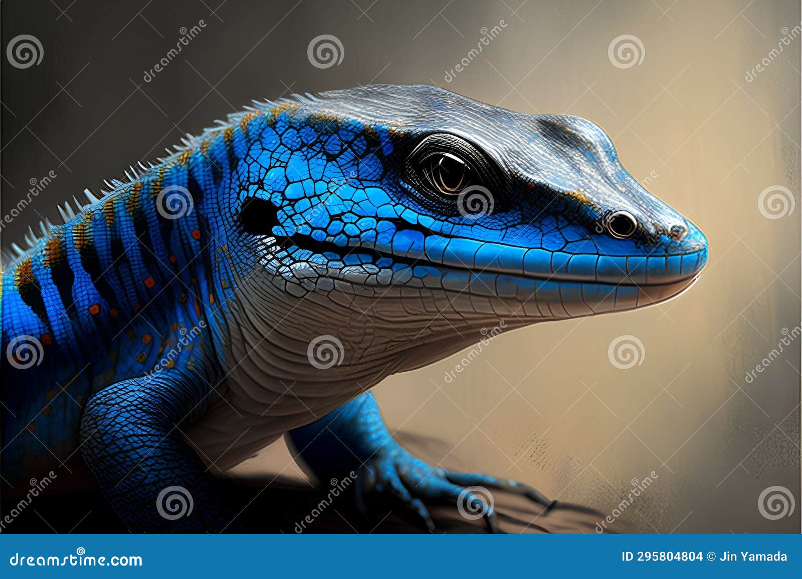 Blue Lizard on a Dark Background. Close-up Stock Illustration ...