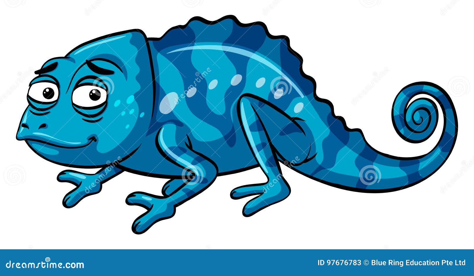 Blue lizard with sad smile stock vector. Illustration of clipart - 97676783