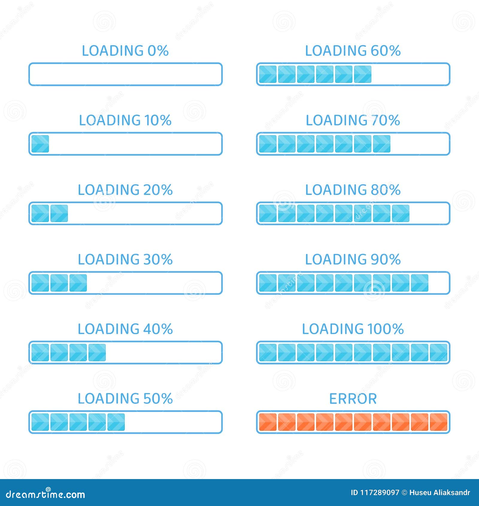 Blue loading bar. stock vector. Illustration of progress - 117289097