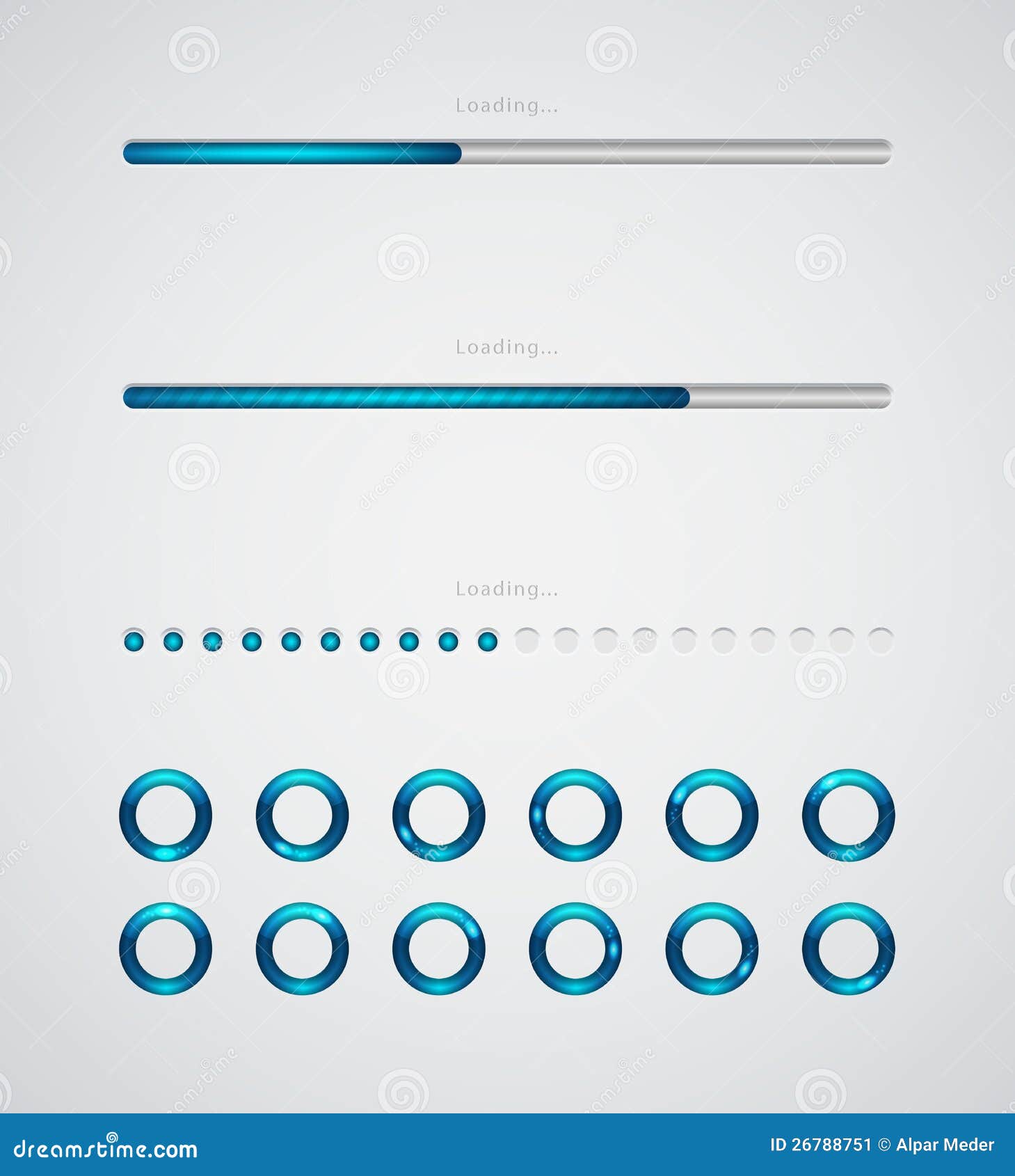 Blue Loading Bars and Spinner Stock Vector - Illustration of colorful ...