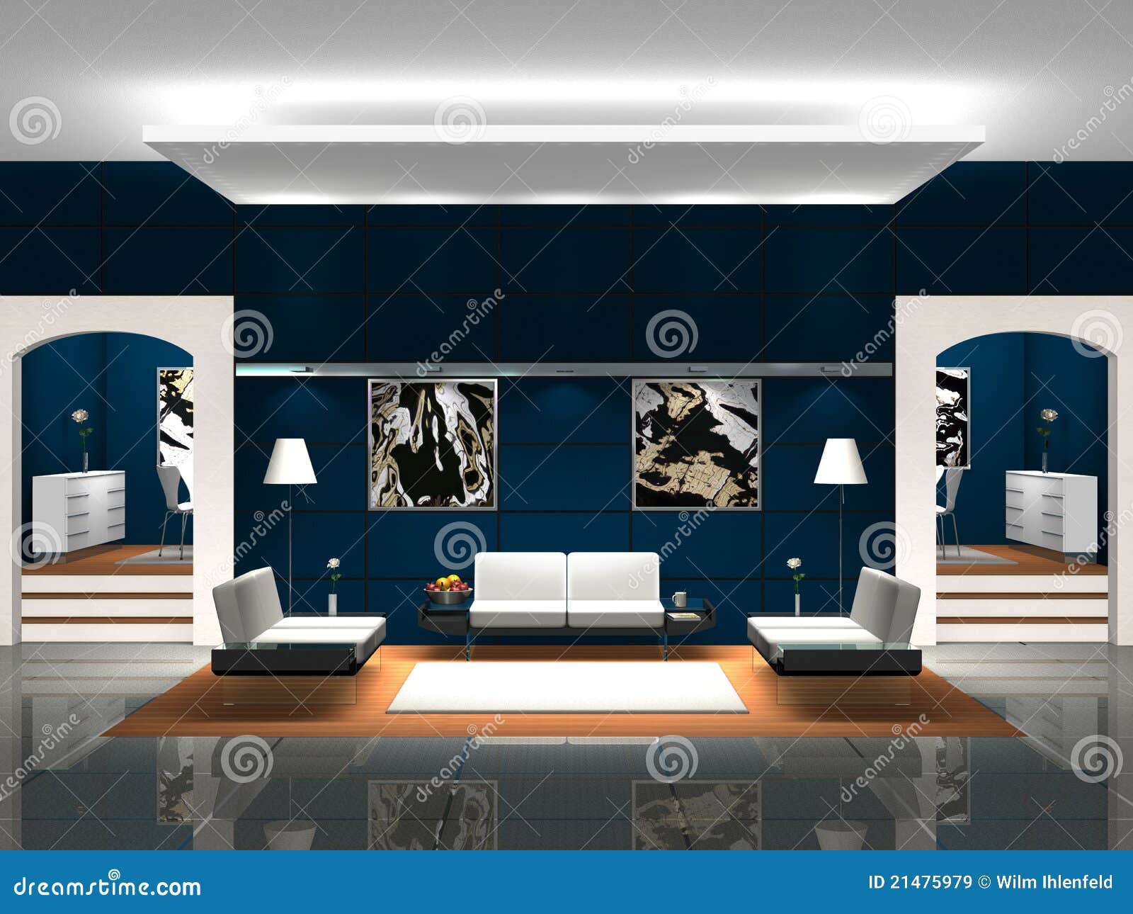 Blue Lobby stock illustration. Illustration of area, corner - 21475979
