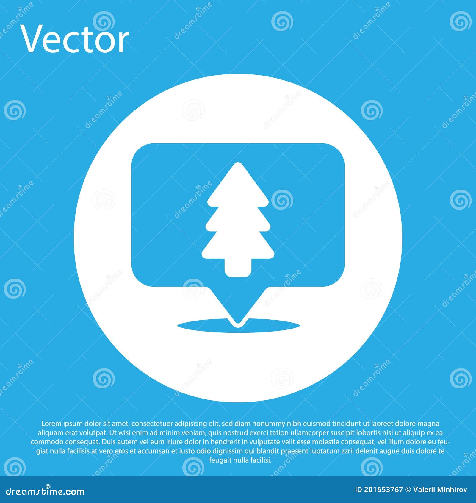Blue Location of the Forest on a Map Icon Isolated on Blue Background ...