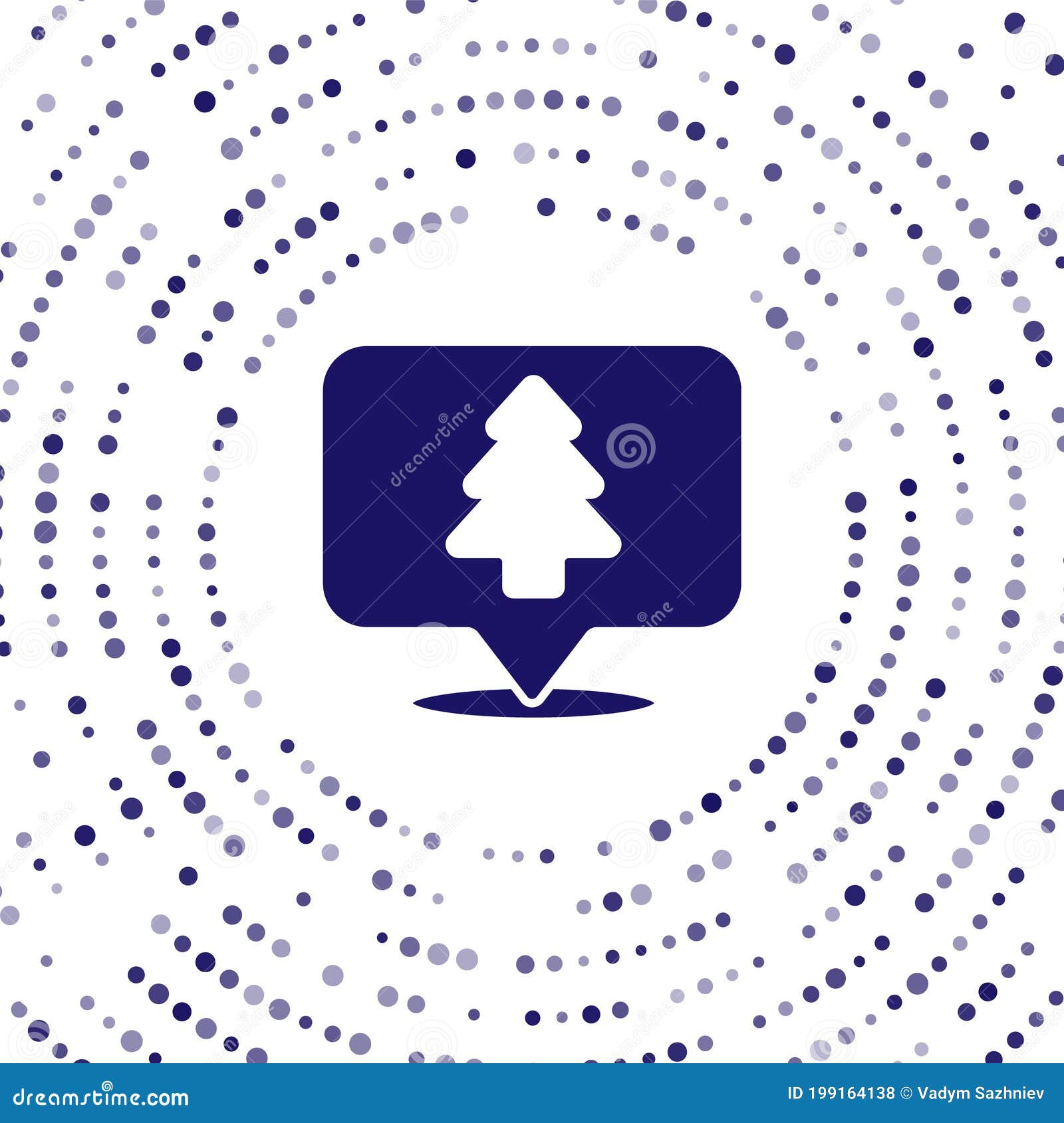 Blue Location of the Forest on a Map Icon Isolated on White Background ...