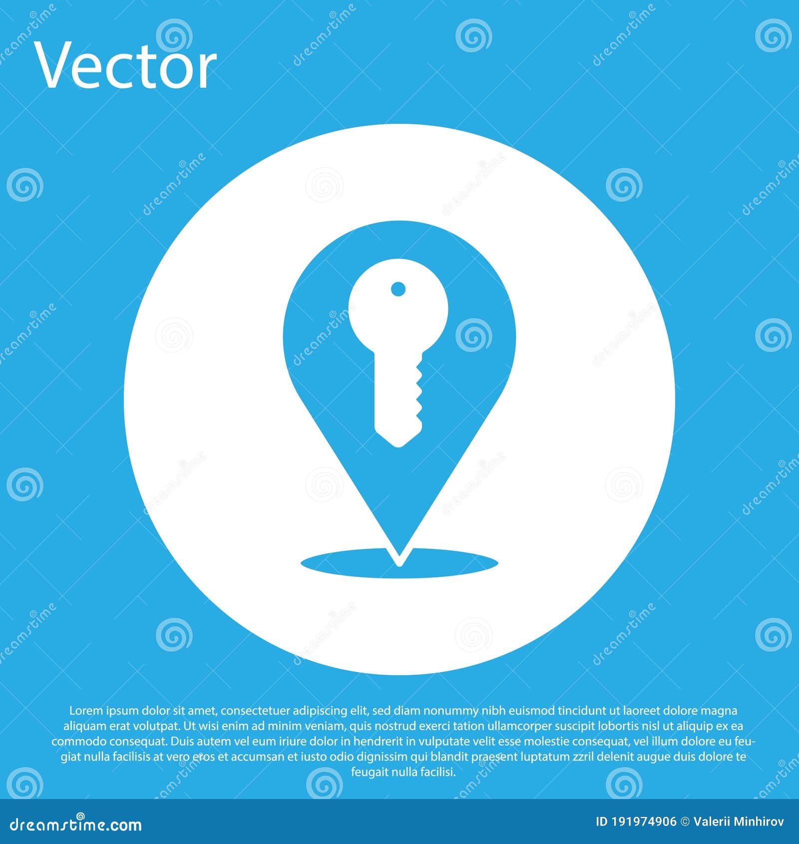 Blue Location Key Icon Isolated on Blue Background. the Concept of the ...