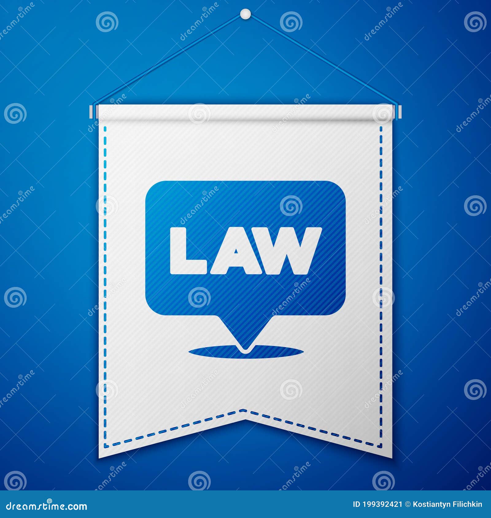 Blue Location Law Icon Isolated on Blue Background. White Pennant ...